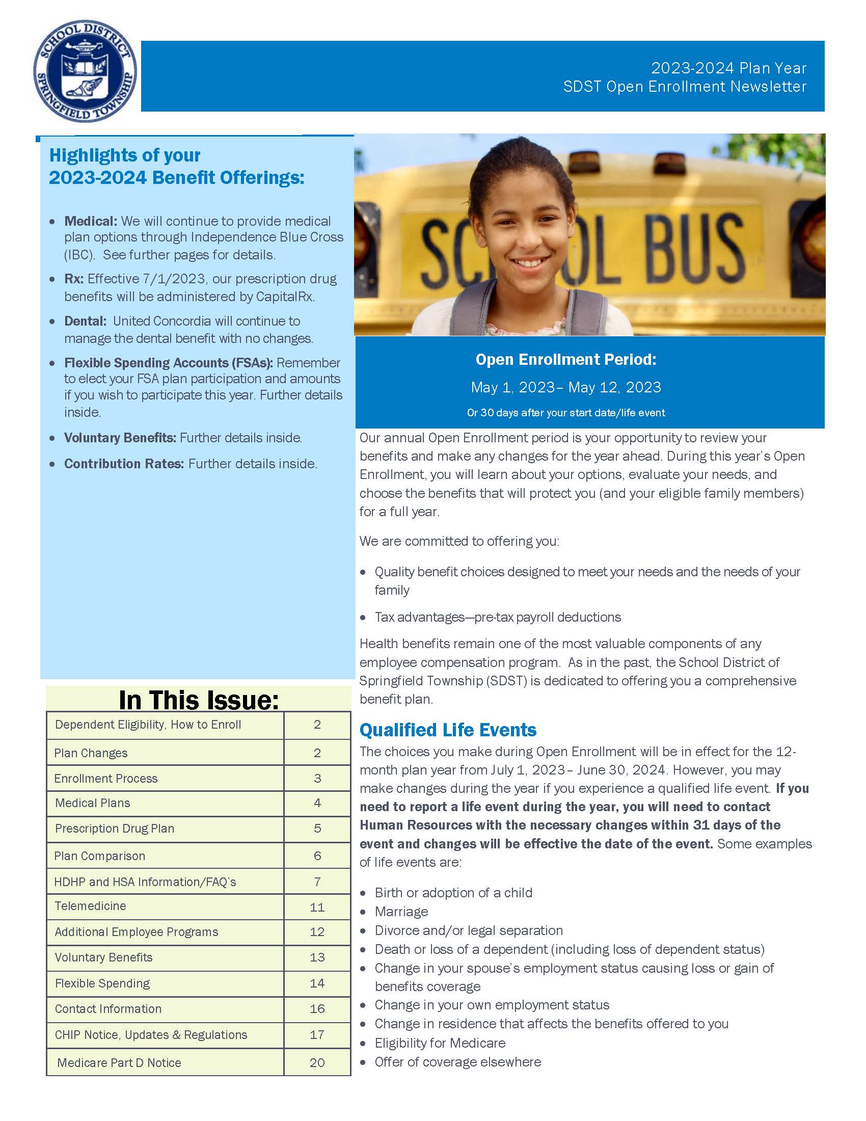 School District of Springfield Township | Benefit Information from ...